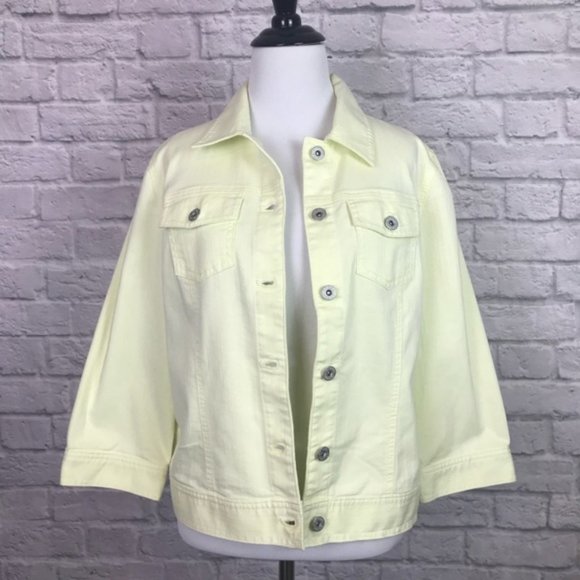 Chico's | Jackets & Coats | Chicos Crop Jean Jacket Medium8 Yellow ...